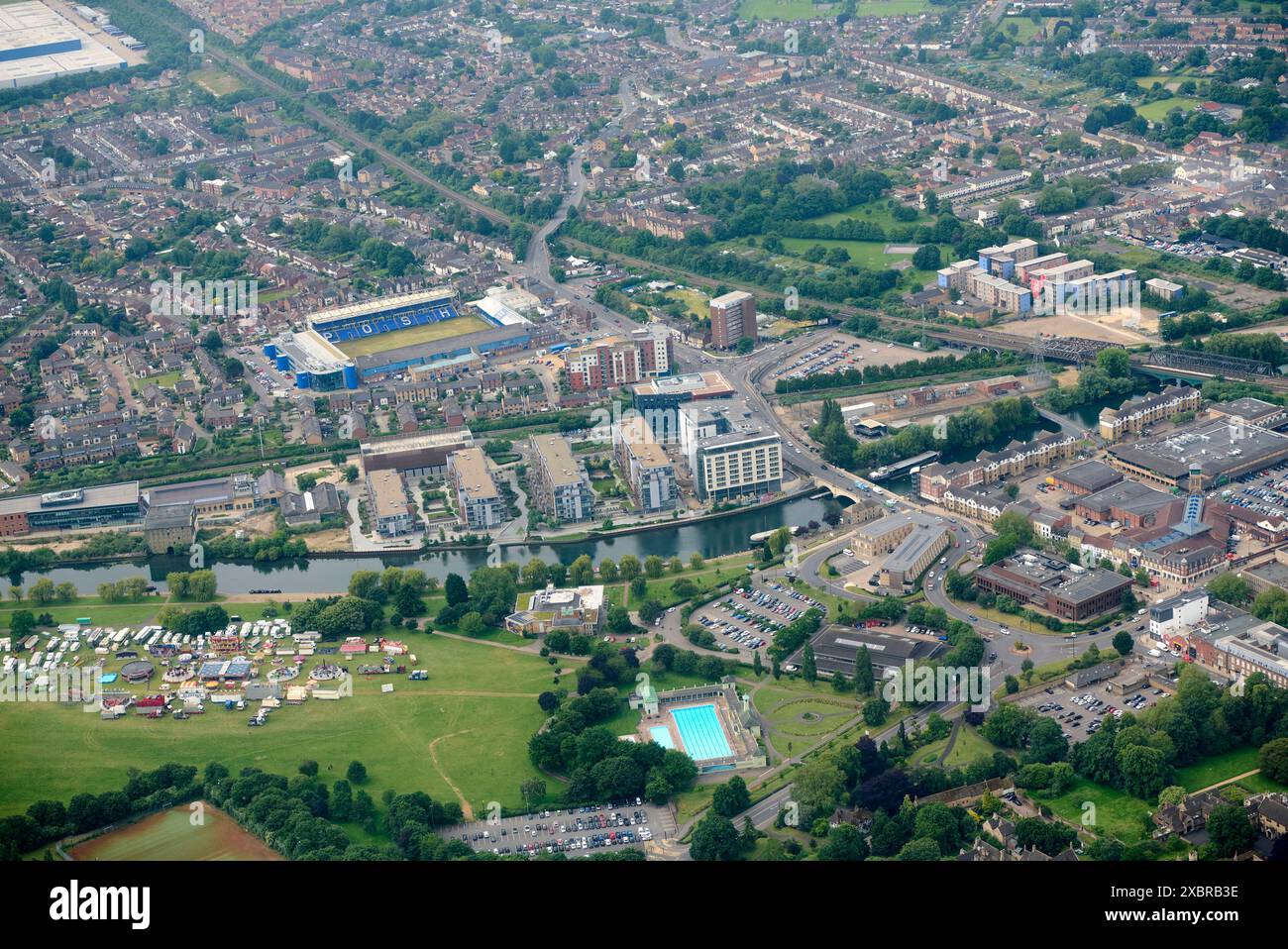 an aerial view of Peterborough United football ground and new ...