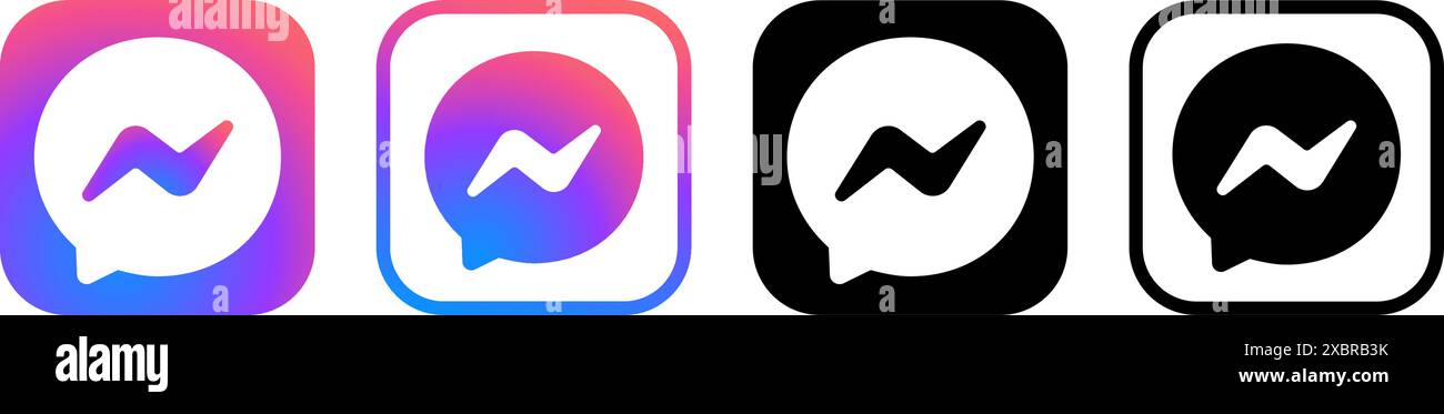 Set of Facebook Messenger mobile app icons, isolated on a white ...
