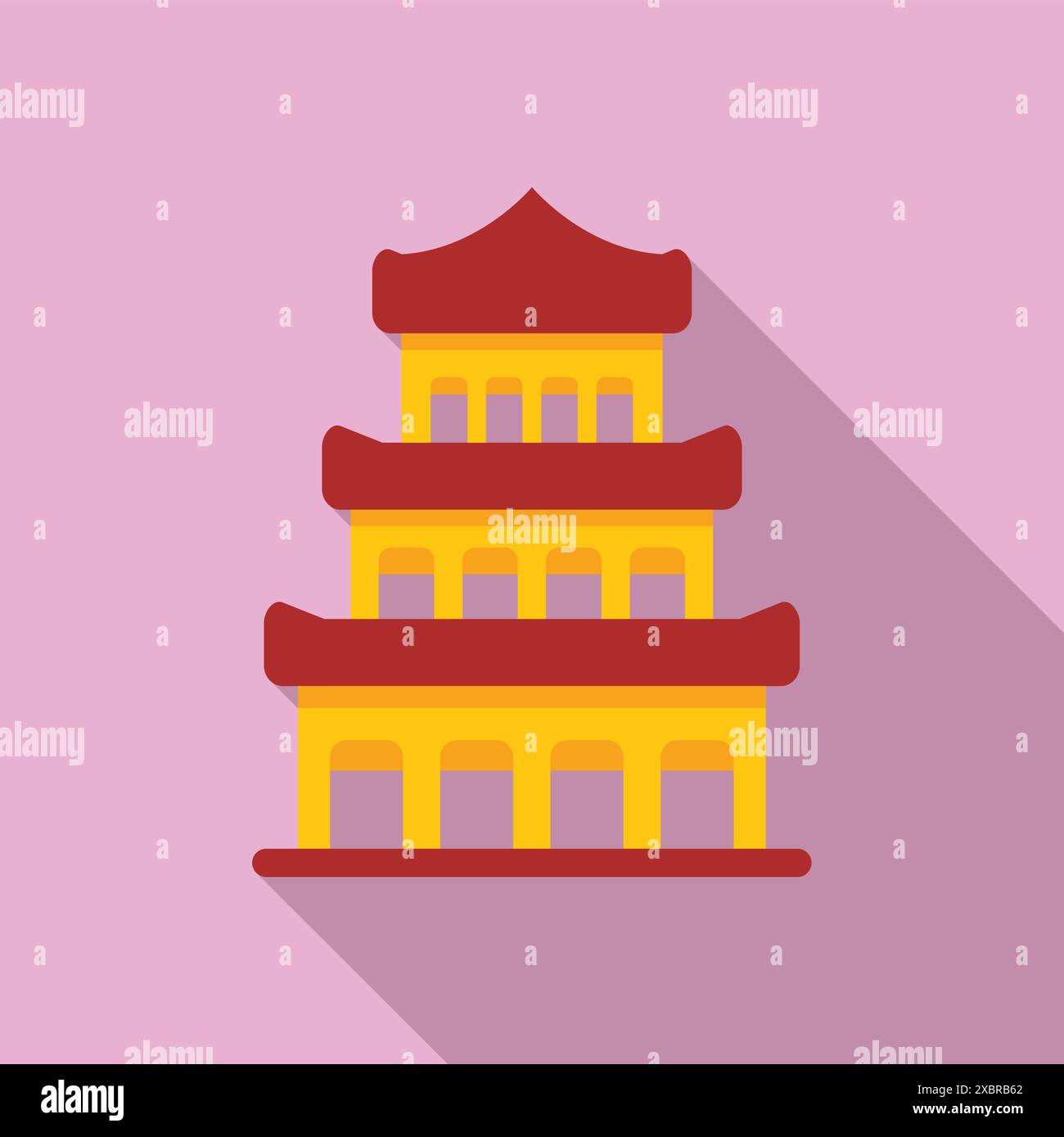 Colorful icon of a traditional asian temple with long shadow Stock ...