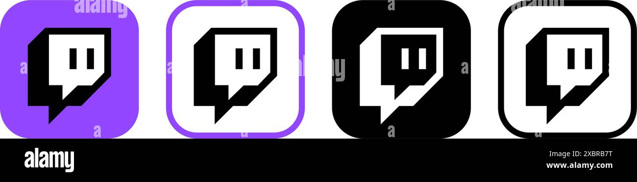 Set of Twitch mobile app icons, isolated on a white background, vector ...
