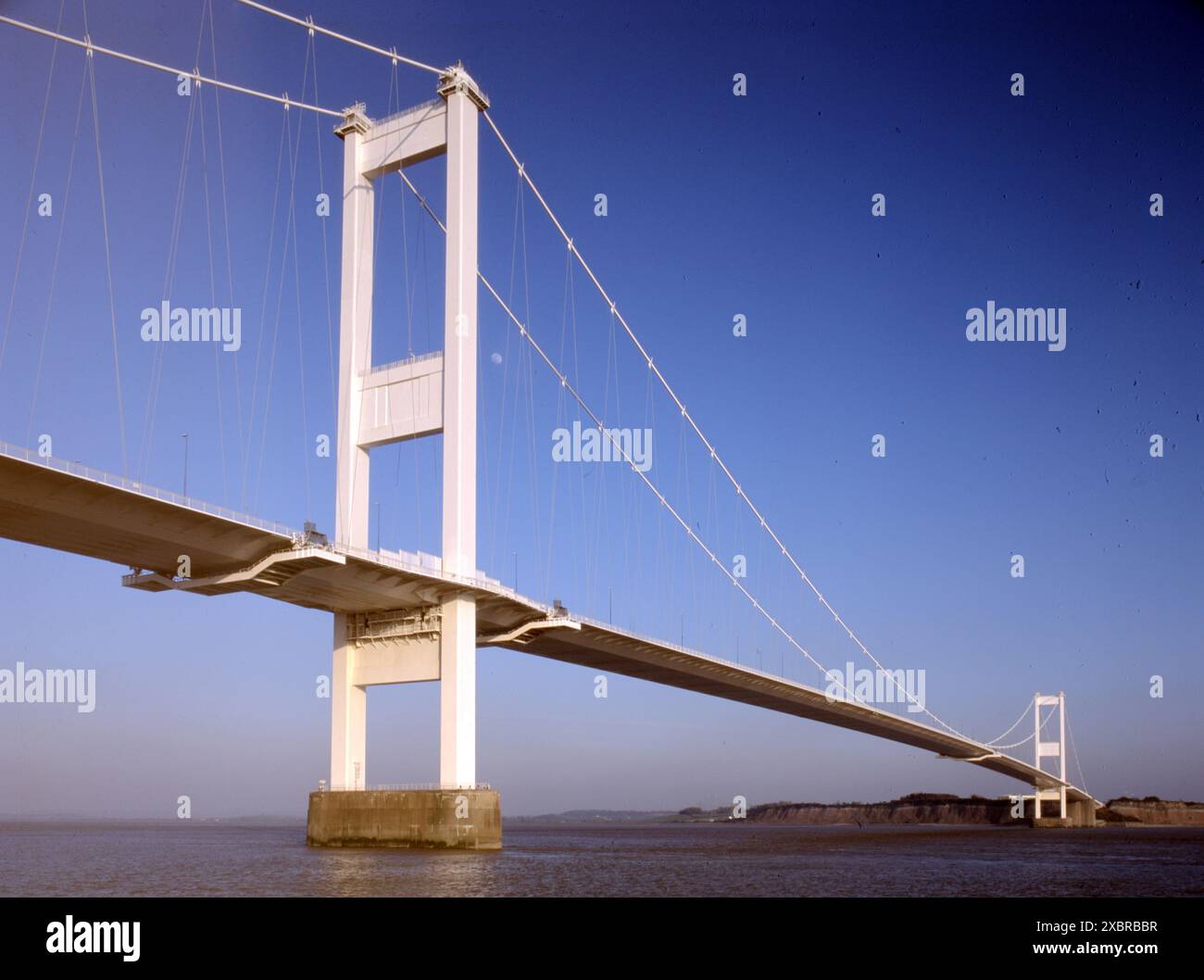 The Severn Bridge, a suspension bridge over the River Severn between ...