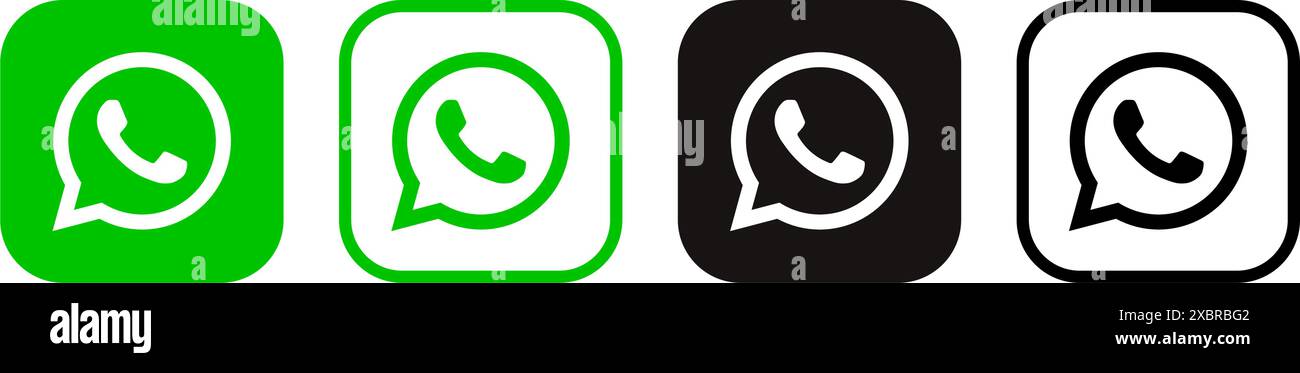 Set of WhatsApp mobile app icons, isolated on a white background ...