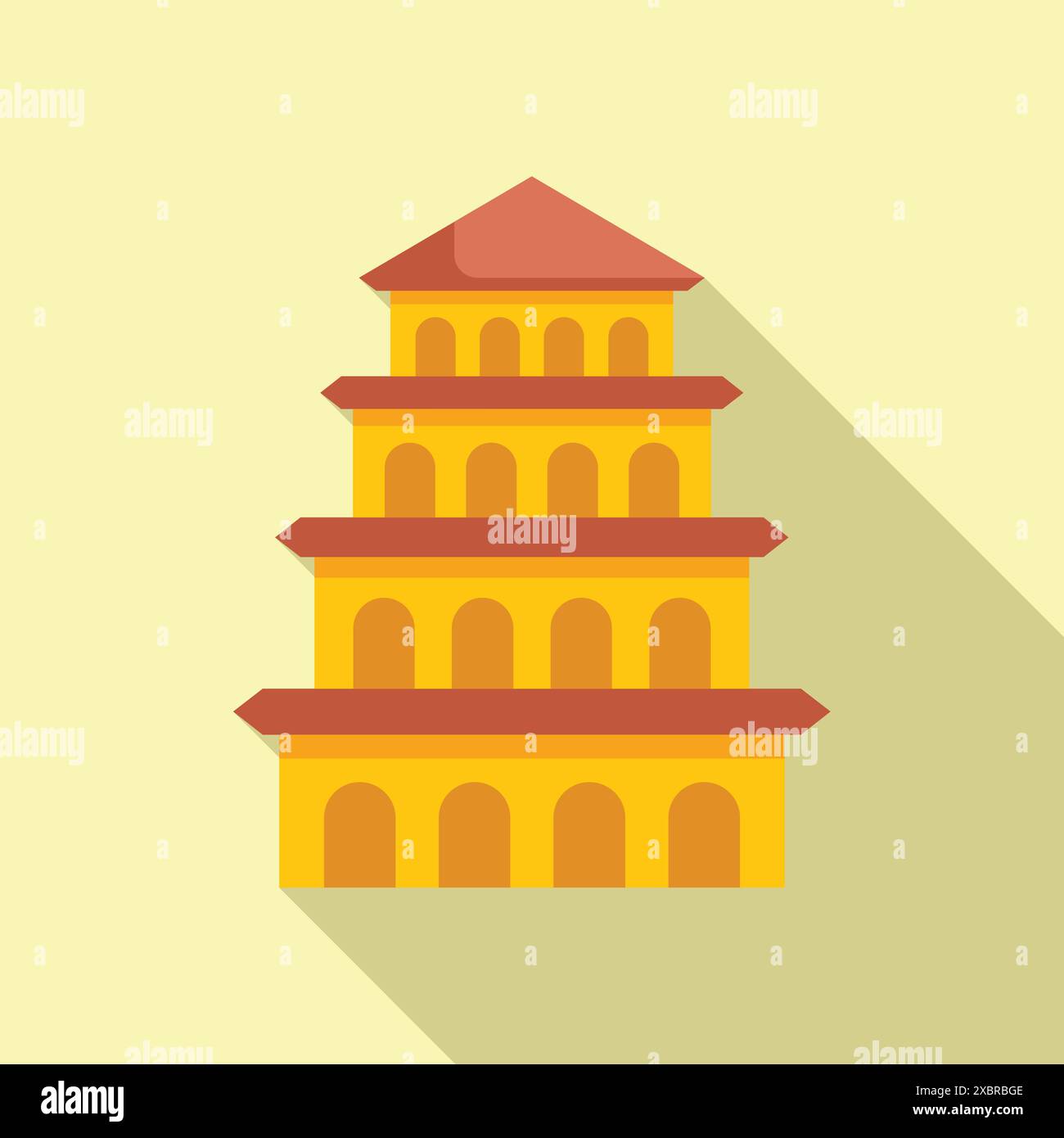 Asian temple with multiple levels and a red roof, showcasing ...