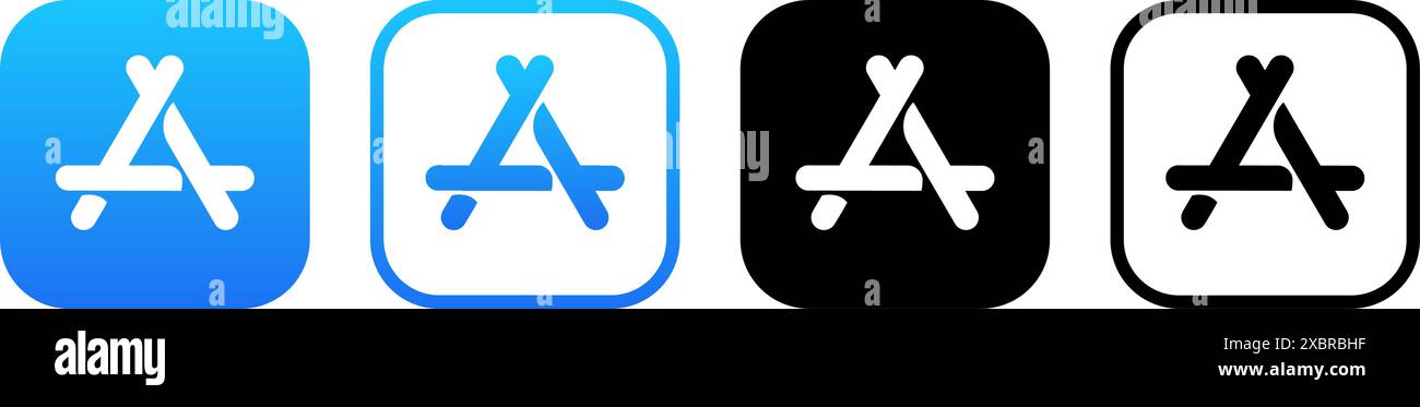 Set of App Store mobile app icons, isolated on a white background ...