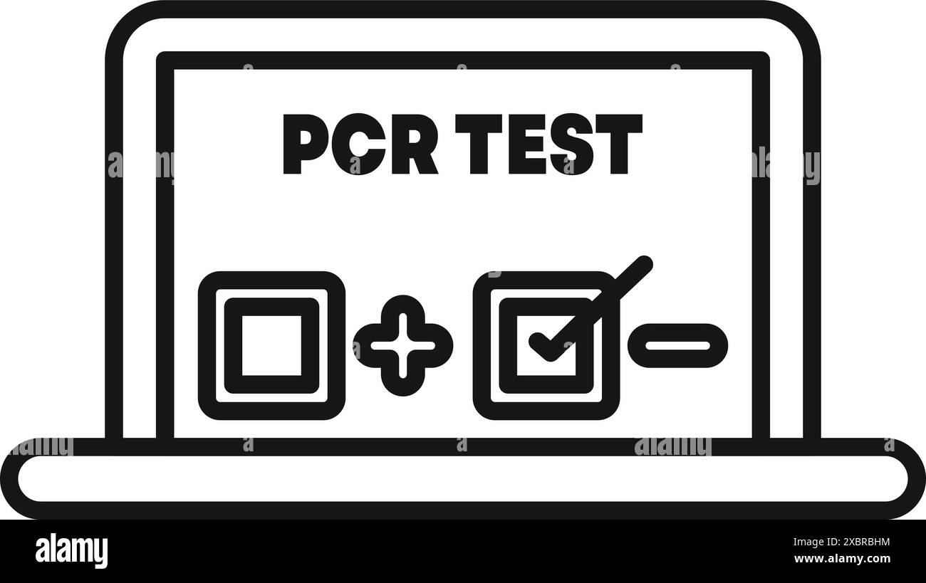 Laptop showing pcr test results with positive checkmark icon for ...