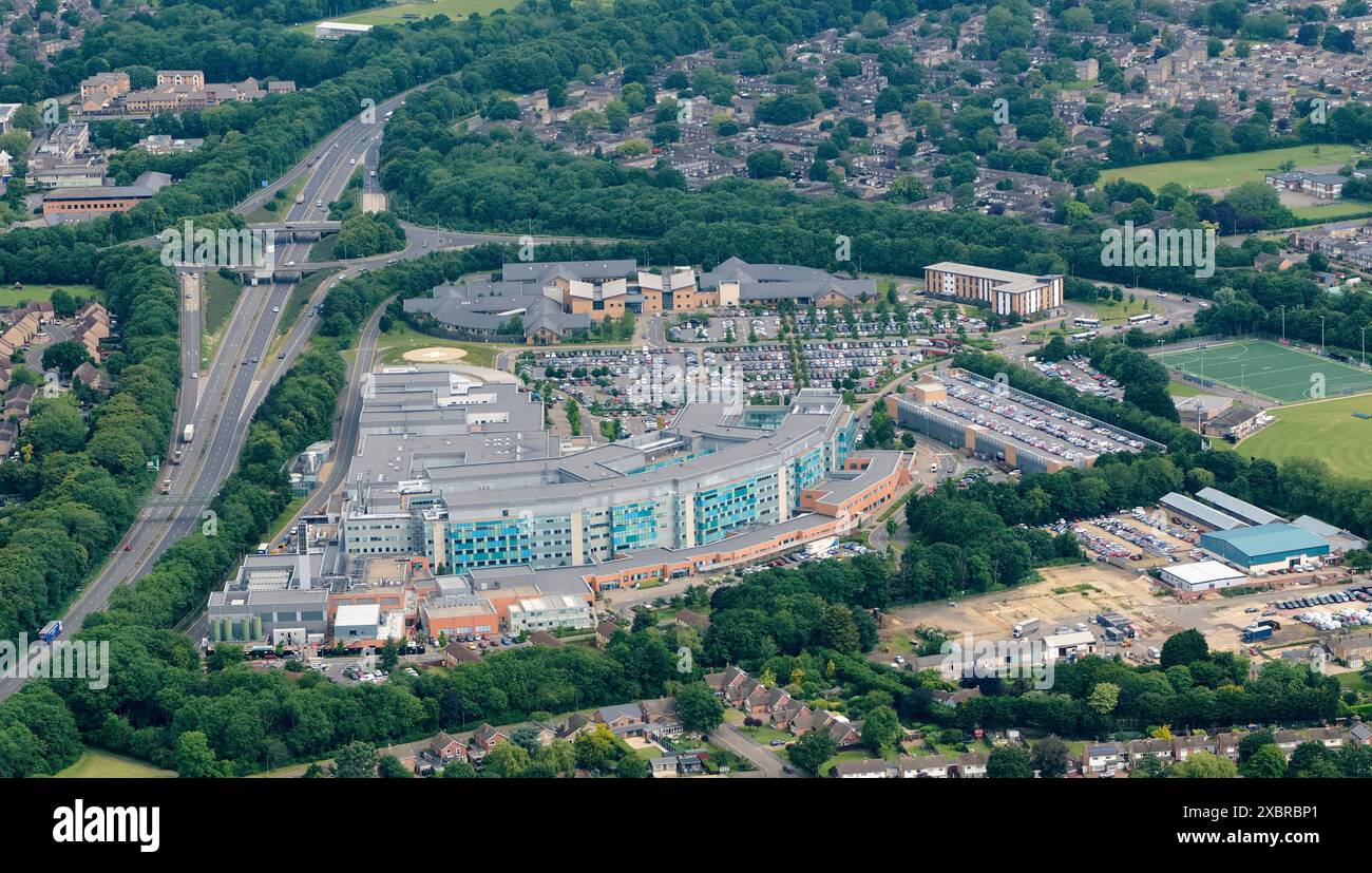 an aerial view of Peterborough City Hospital,, Cambridgeshire, eastern ...