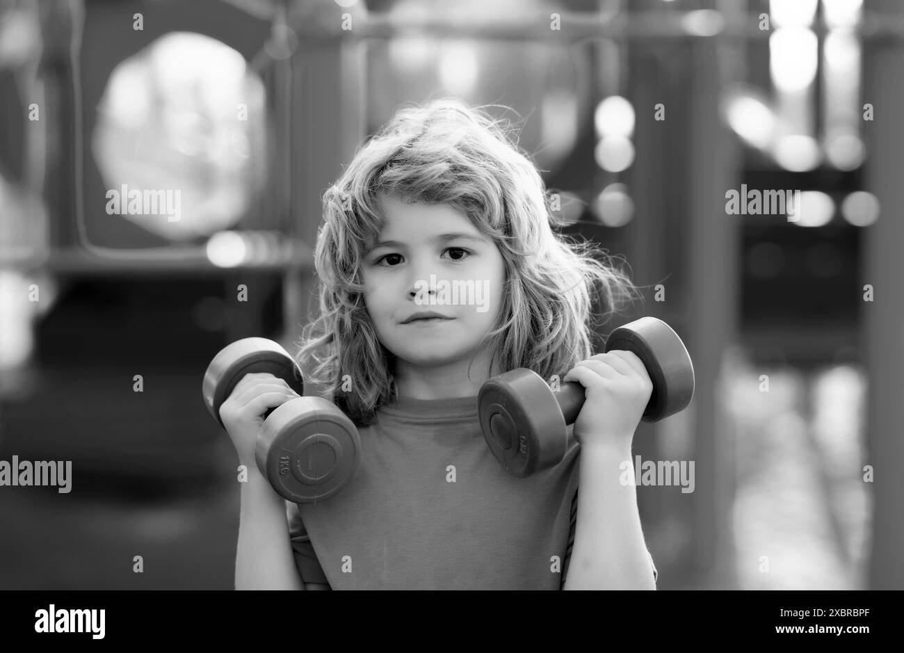 Summer sport, kids sport training on playground. Sport activities at leisure with children ...