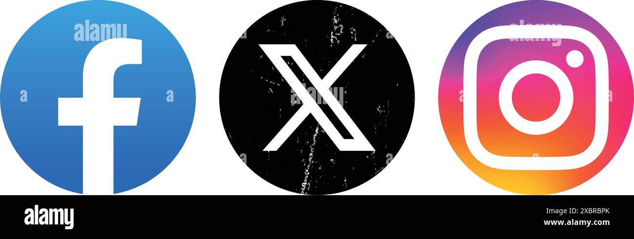 Set of round popular Social Media and Mobile Apps icons: Facebook ...