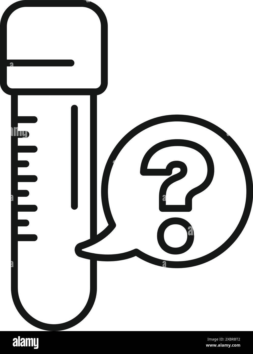 Line art icon of a test tube with a question mark inside a speech ...