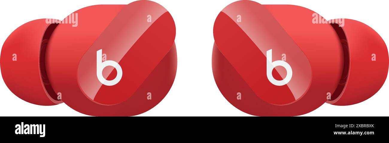 Apple Beats Studio Buds in Red color, isolated on a transparent ...