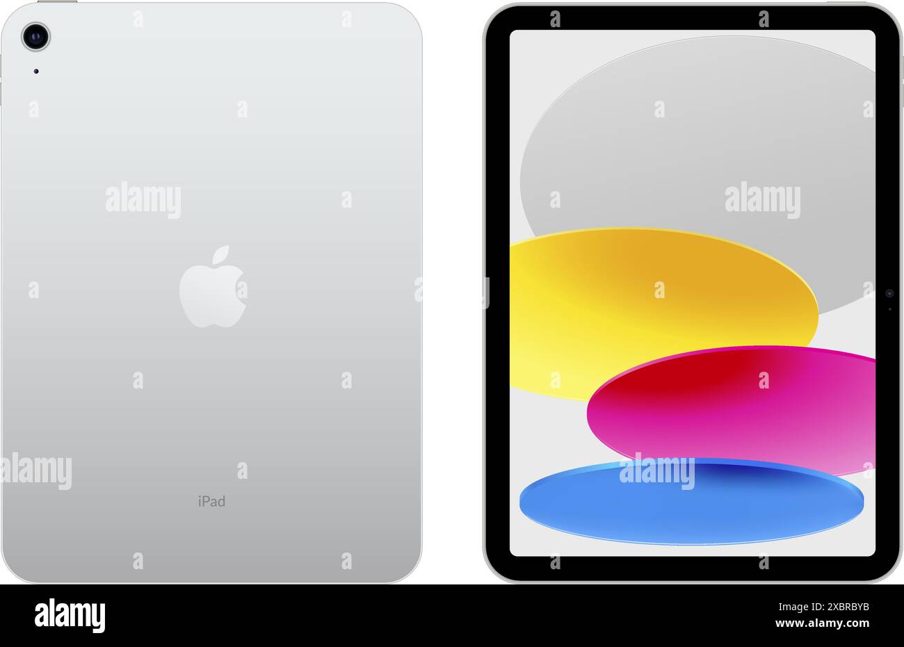 Apple iPad 10 Silver color, isolated on white background, vector illustration. The iPad - 10th ...