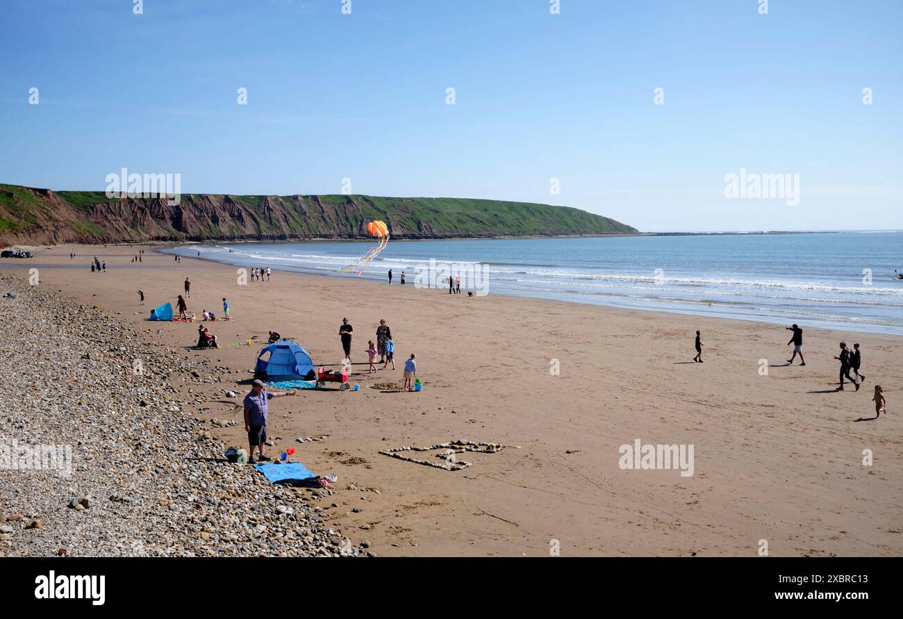 The northern beach off the Cobble Landing at Filey, North Yorkshire ...