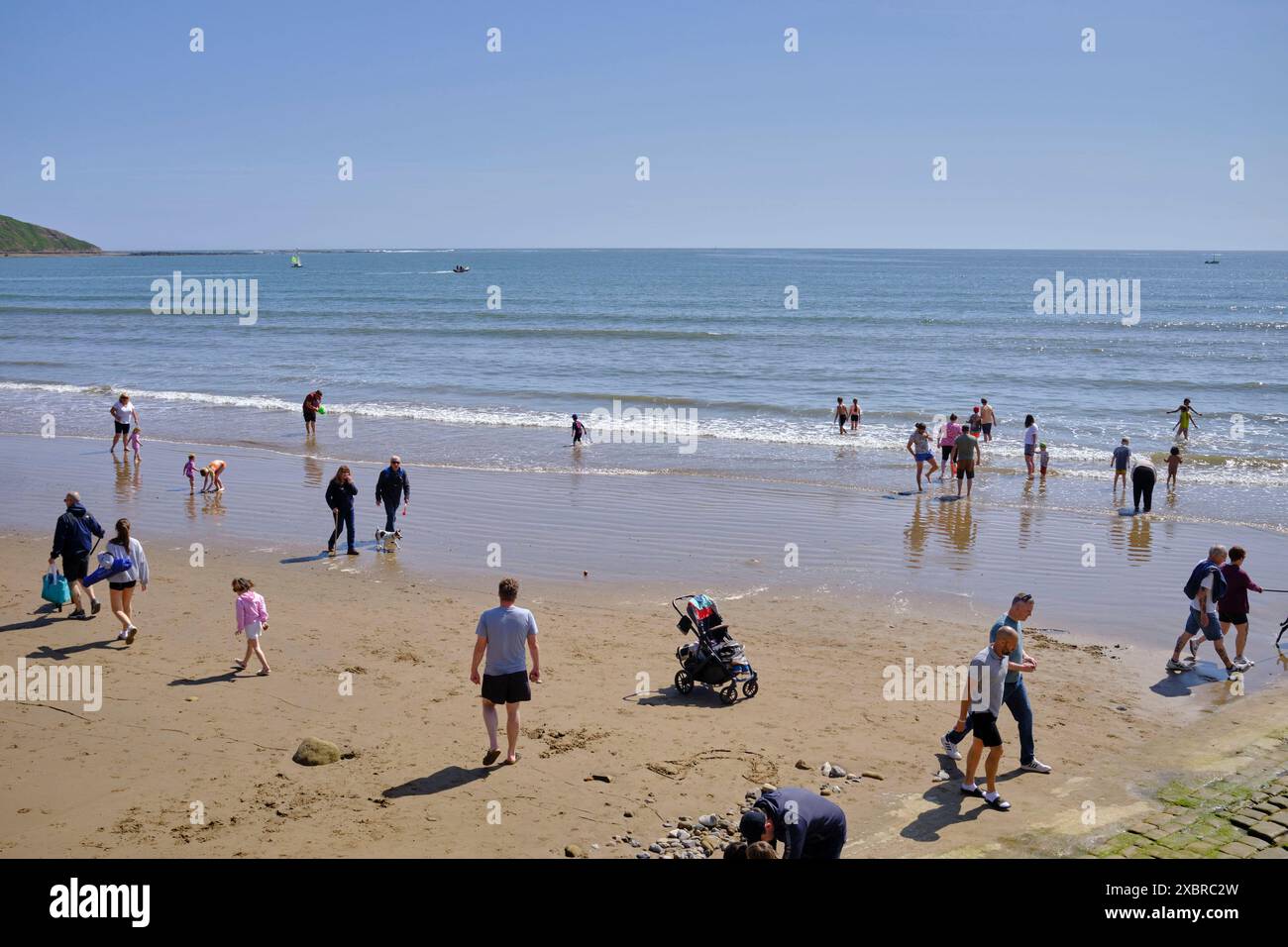 The northern beach off the Cobble Landing at Filey, North Yorkshire ...