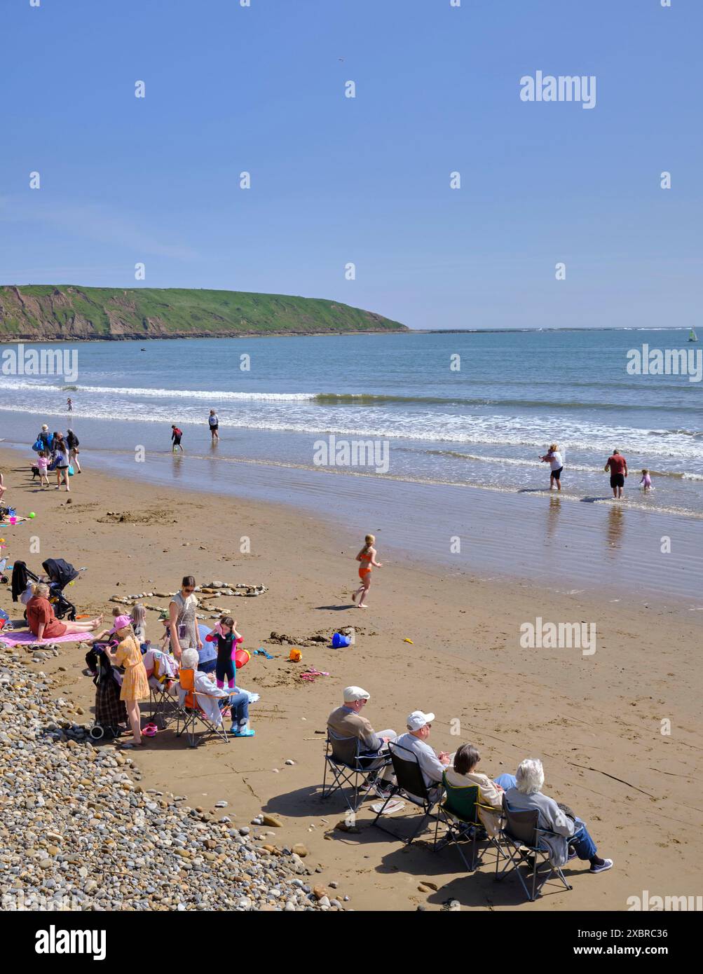The northern beach off the Cobble Landing at Filey, North Yorkshire ...