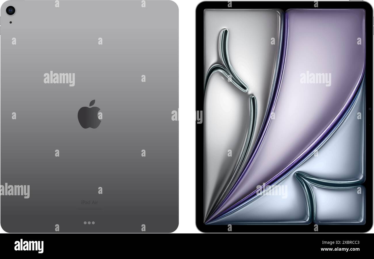 Apple iPad Air in space gray color, isolated on a transparent ...