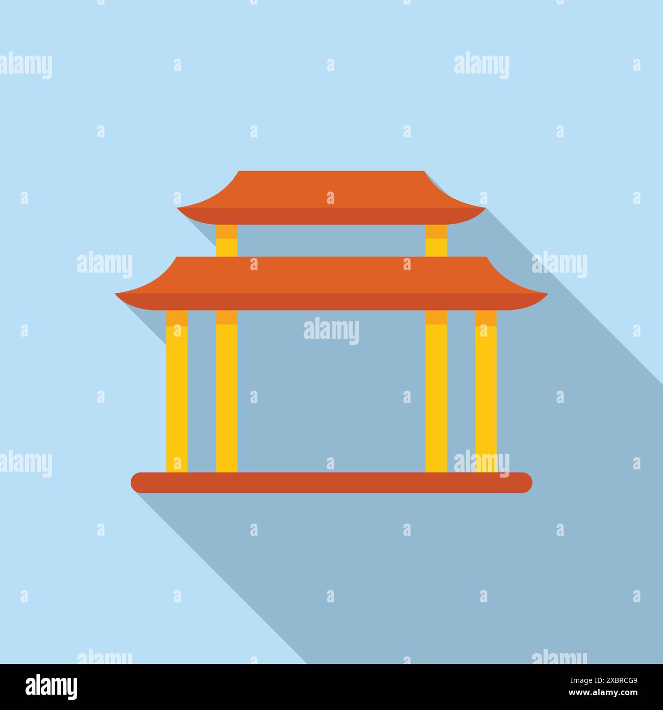 Minimalist illustration featuring a traditional chinese gate, evoking a ...