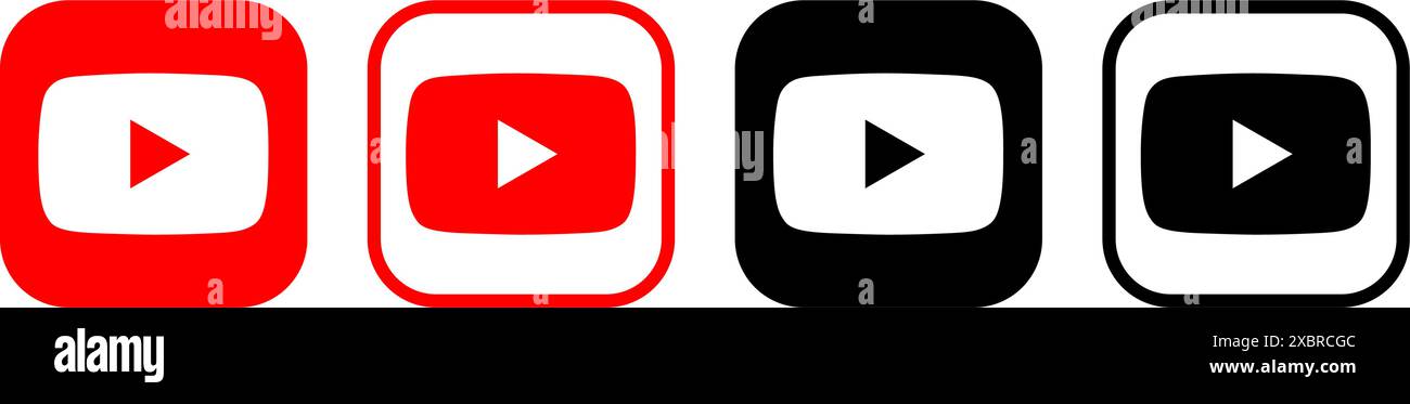 Set of YouTube mobile app icons, isolated on a white background, vector ...