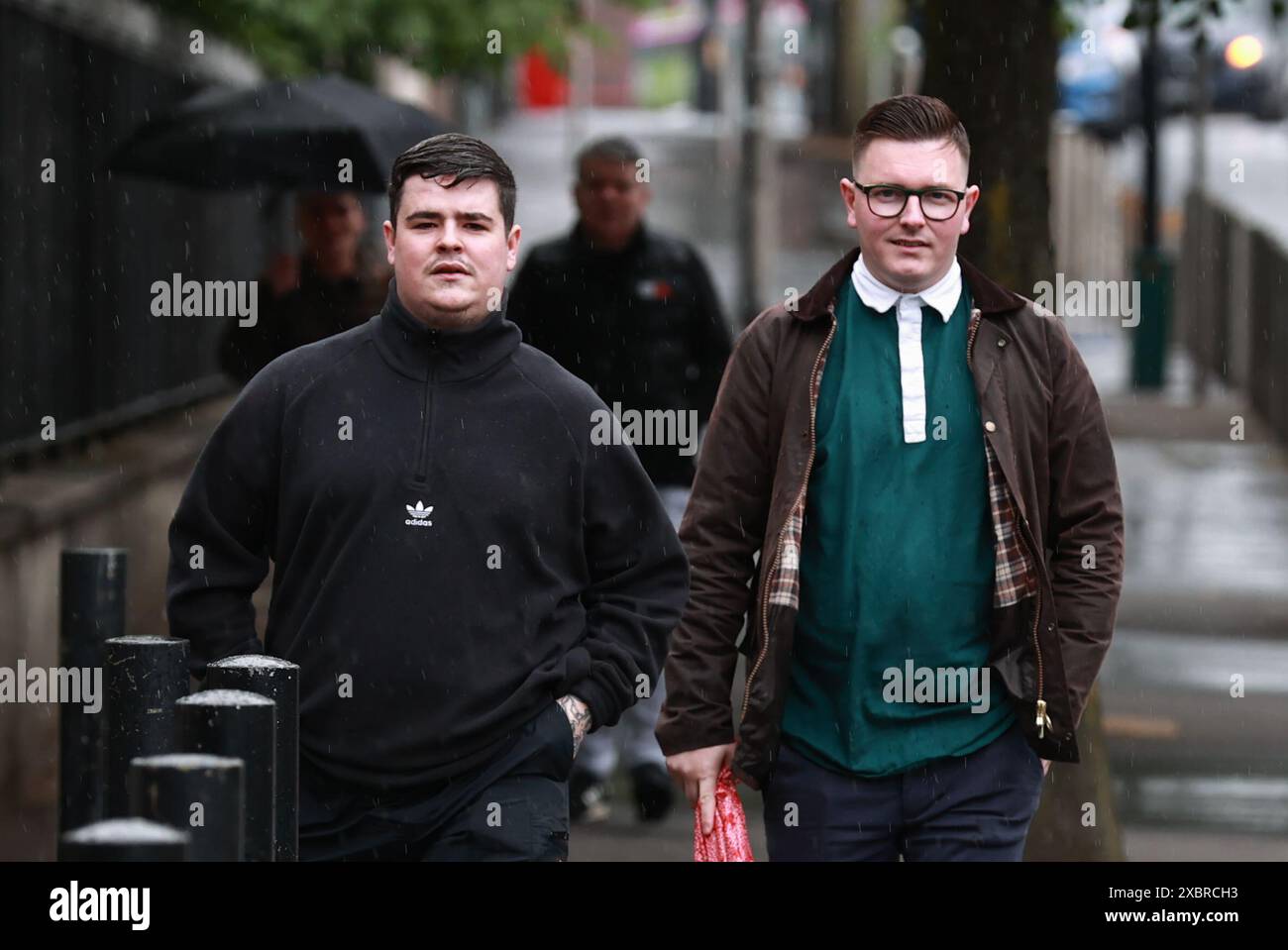 Jordan Devine (left) arrives at Laganside Court, Belfast, where he ...