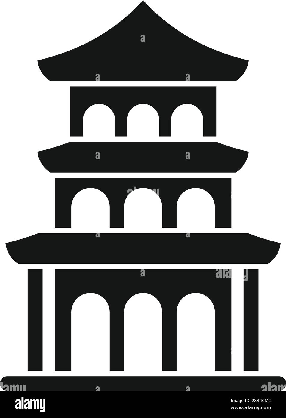 Simple icon depicting a pagoda, showcasing traditional asian ...