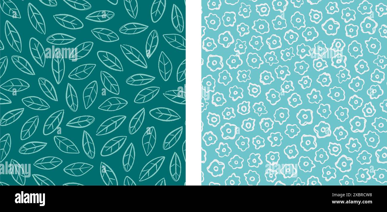 Hand drawn botanical pattern set of seamless patterns Stock Vector ...