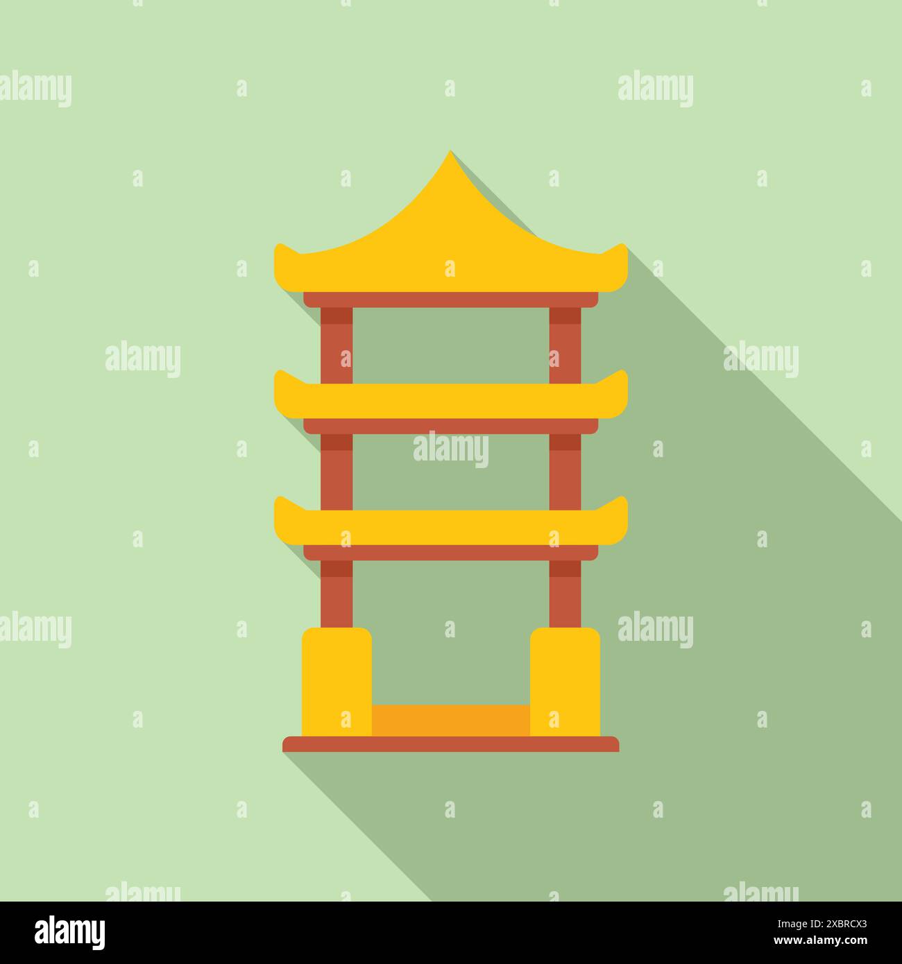 Flat design illustration of a traditional chinese gate with a yellow ...