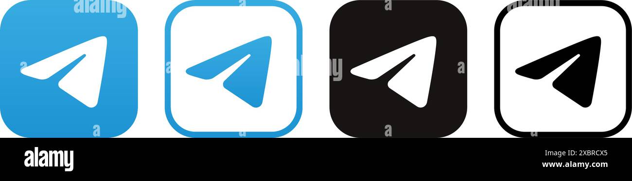 Set of Telegram mobile app icons, isolated on a white background ...