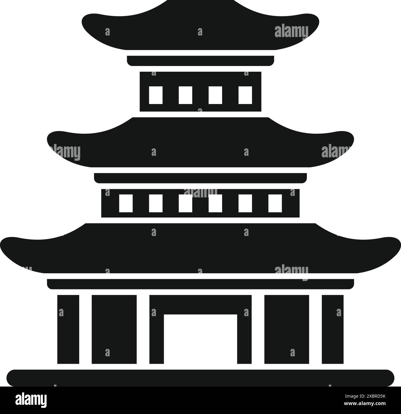 Simple icon of a three story building with an arched roof representing ...