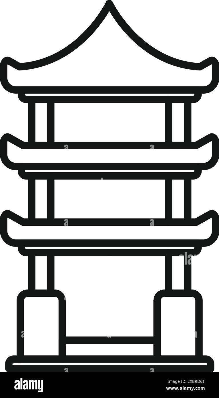 Simple line art icon of a pagoda, symbolizing eastern culture and ...
