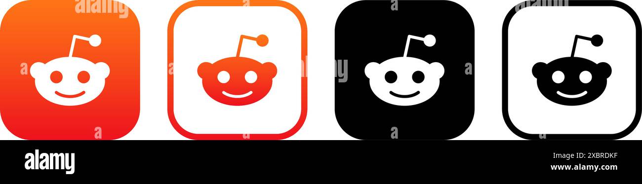 Set of Reddit mobile app icons, isolated on a white background, vector ...