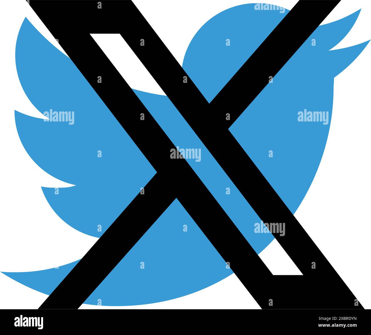 Concept of changing the Twitter logo to X, on a transparent background ...