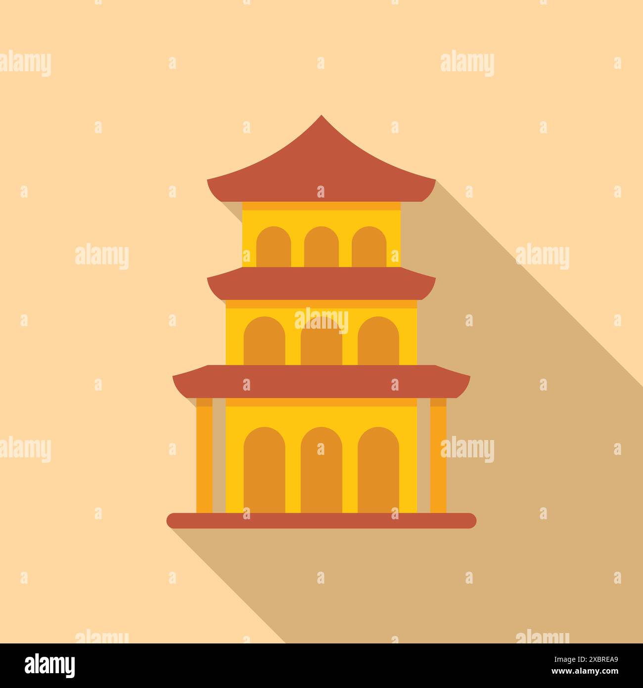Beautiful multi tiered temple with curved roofs, representing ...