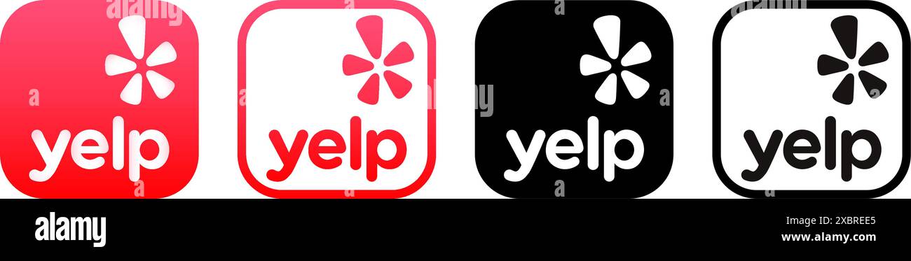 Set of Yelp mobile app icons, isolated on a white background, vector ...