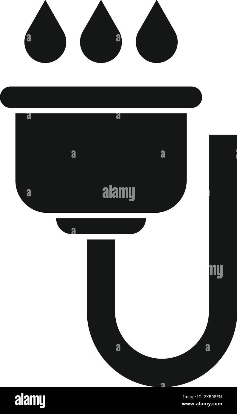 Simple, bold icon illustrating the concept of drainage and water flow ...