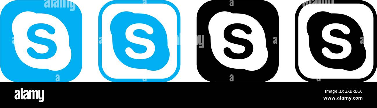 Set of Skype mobile app icons, isolated on a white background, vector ...