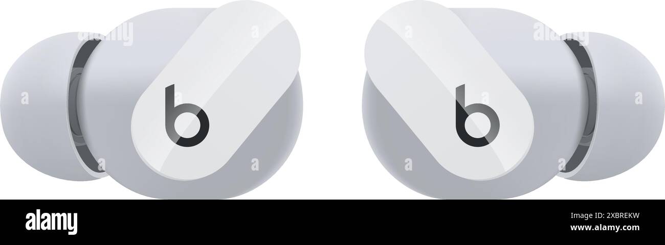 Apple Beats Studio Buds in White color, isolated on a transparent ...