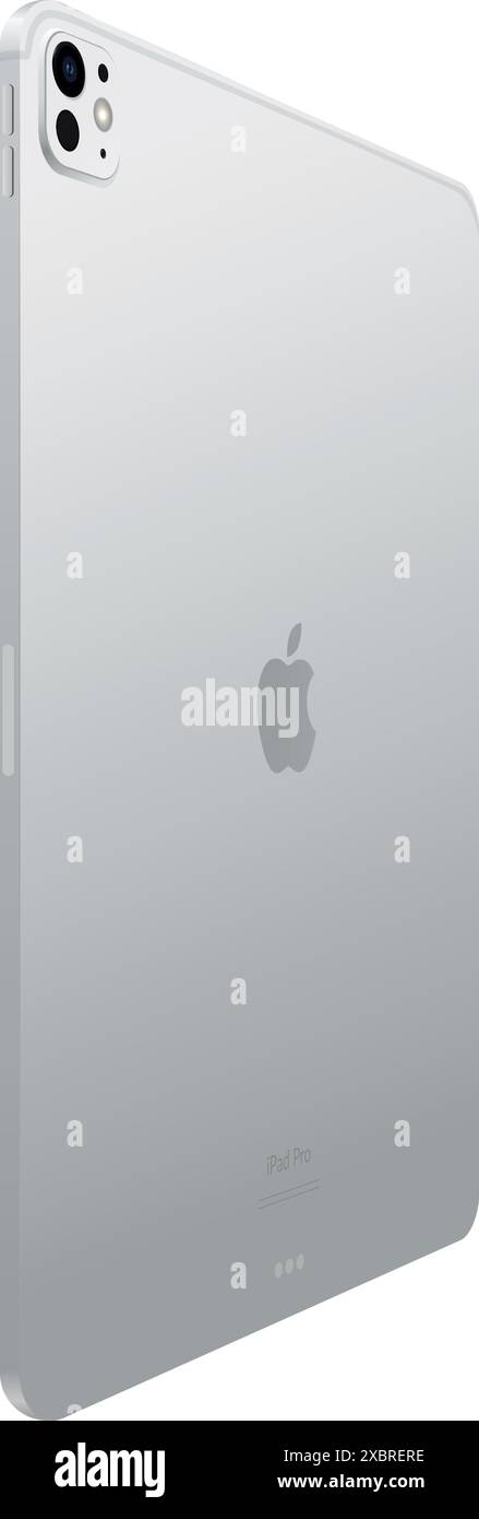 Apple iPad Pro in silver color, isolated on a transparent background ...