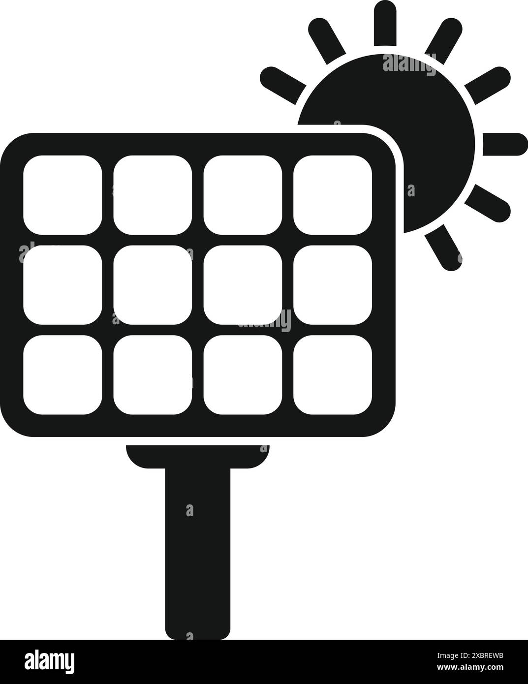 Black silhouette of a solar panel absorbing sunlight, converting light ...