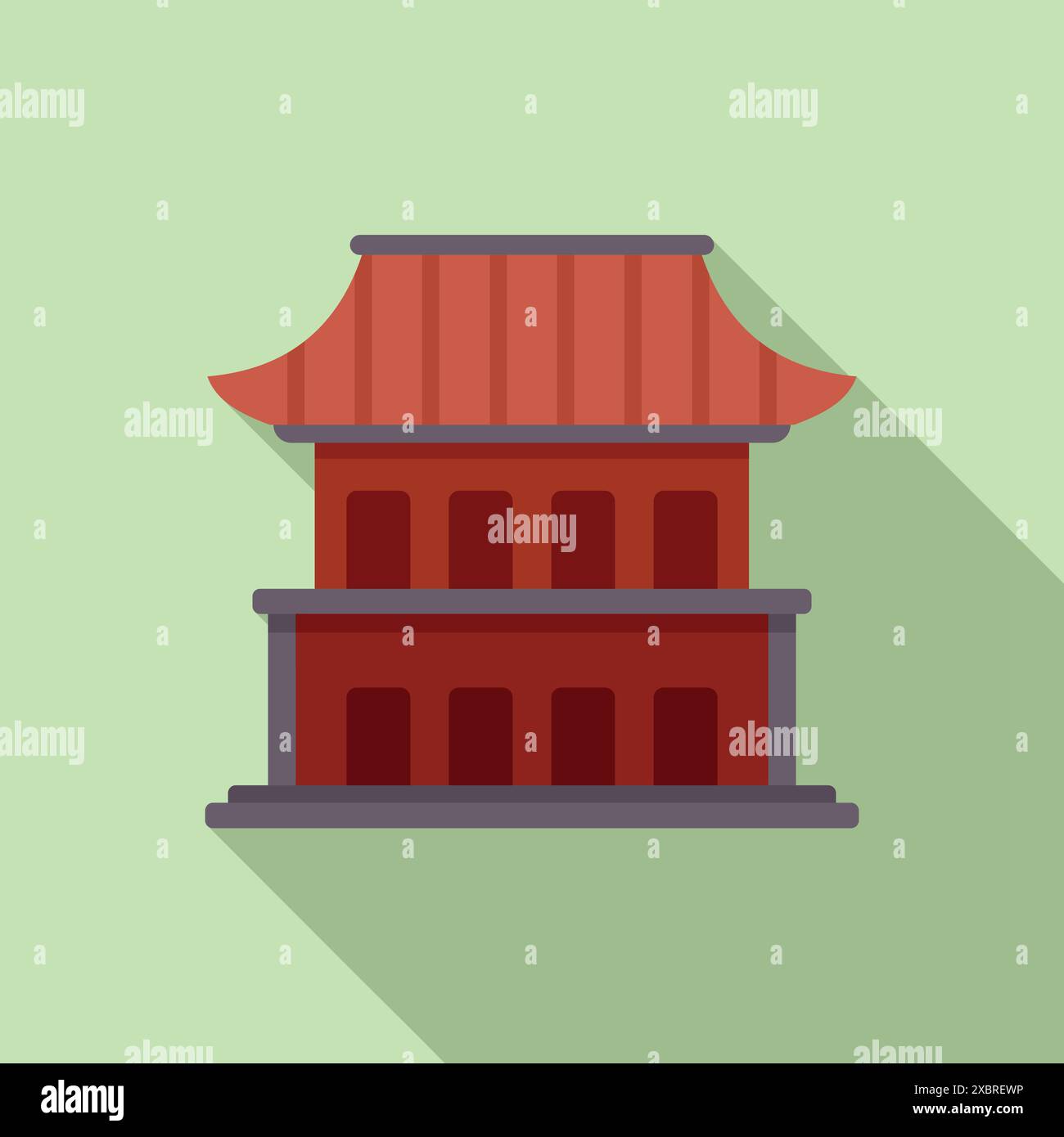 Traditional asian temple building with curved roof representing chinese ...