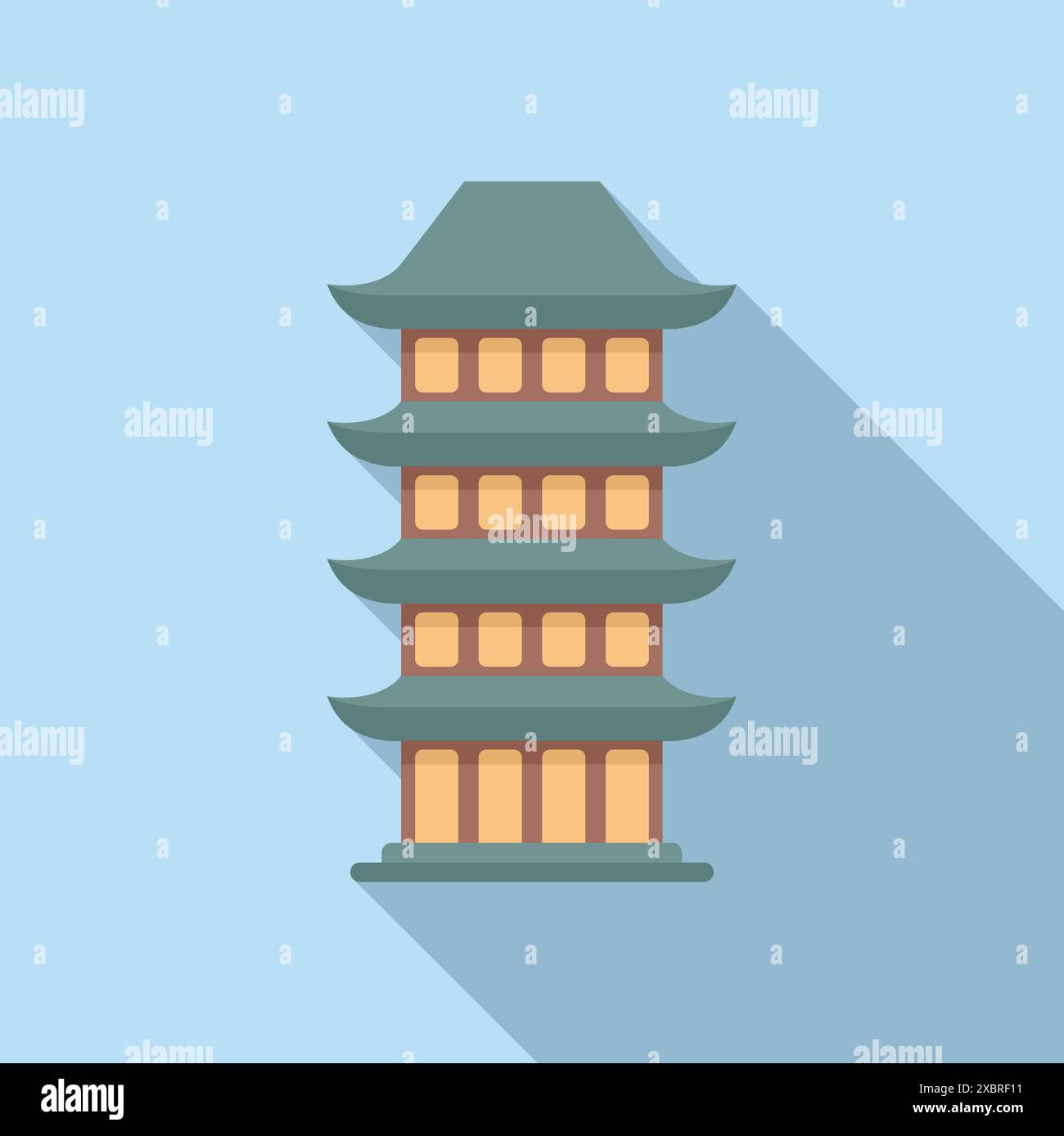 Traditional asian pagoda temple building with multiple levels and ...