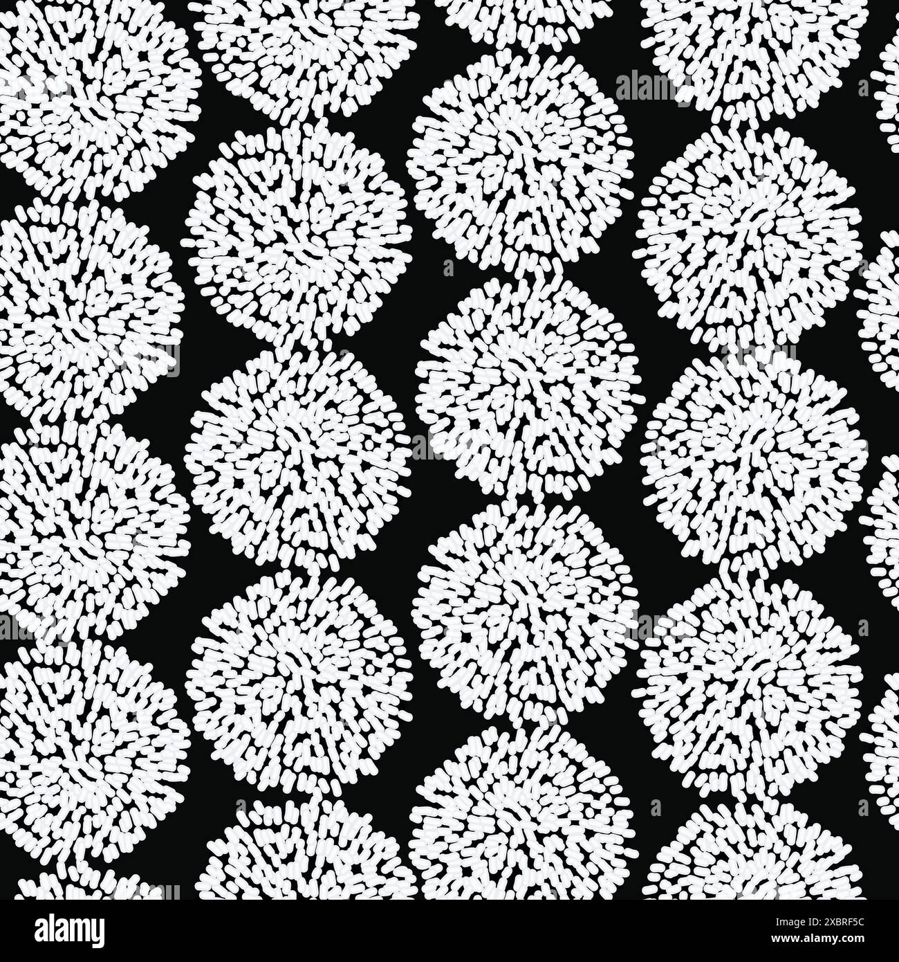 Vector Black and White Decorative Hanging Pompoms Seamless Repeat ...