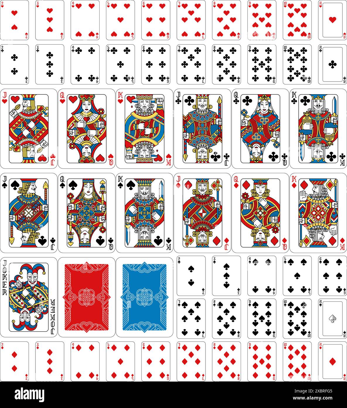 Playing Cards Deck Full Yellow Red Blue Black Stock Vector Image & Art ...