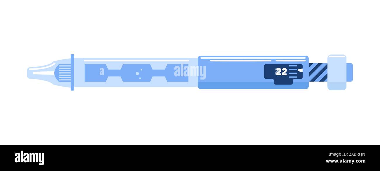 Hormone ampoule inside syringe. Diabetes control injector. Medical ...