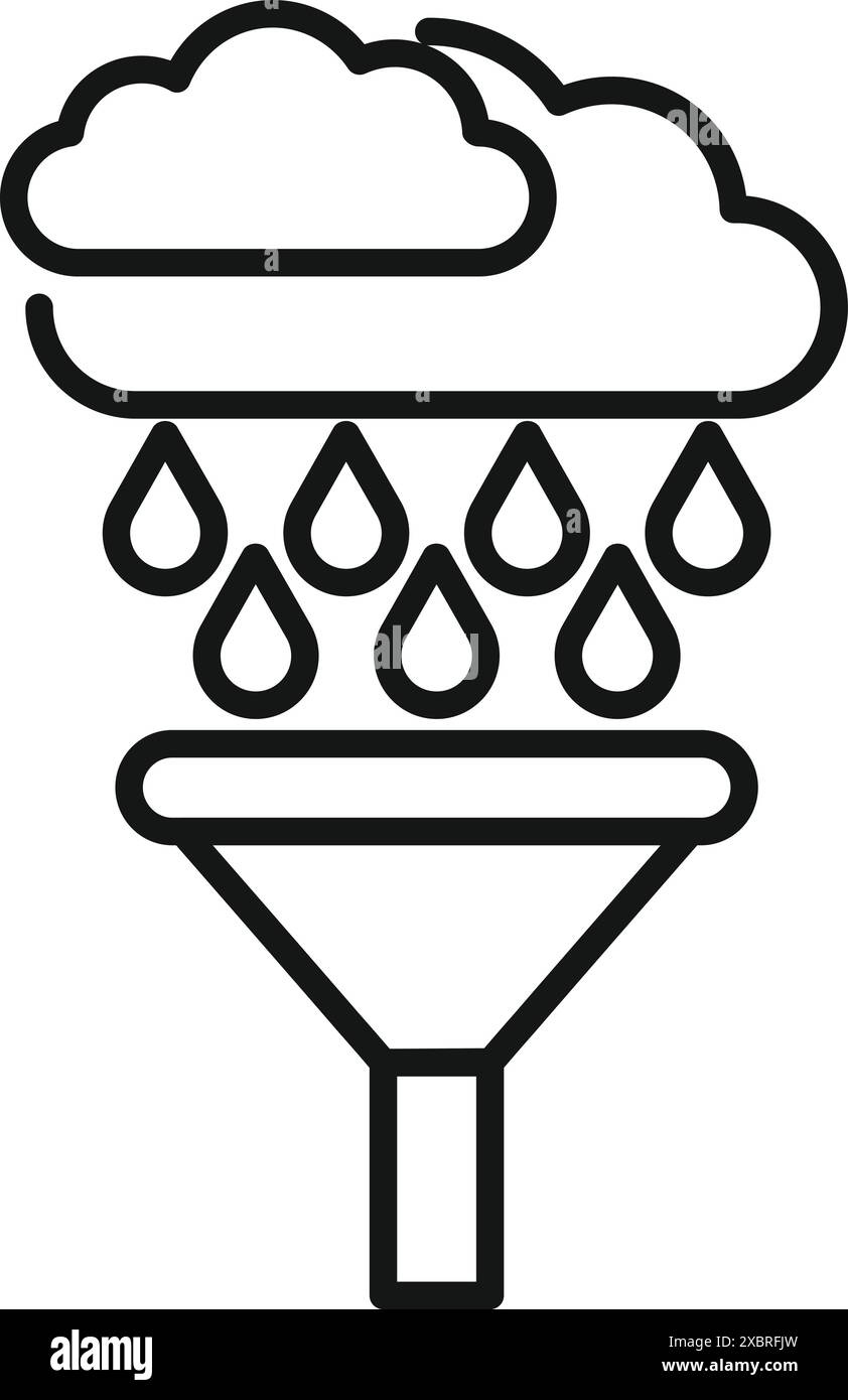 Cloud Is Raining Into A Funnel Representing Data Mining And The Filtering Of Big Data Stock 