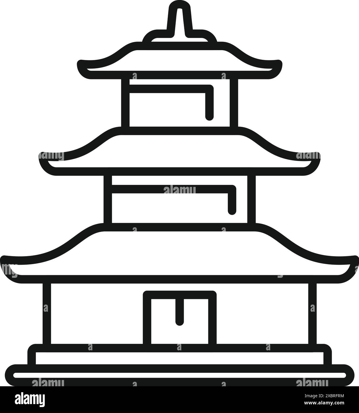 Simple line drawing of a pagoda, a tiered tower with multiple eaves ...