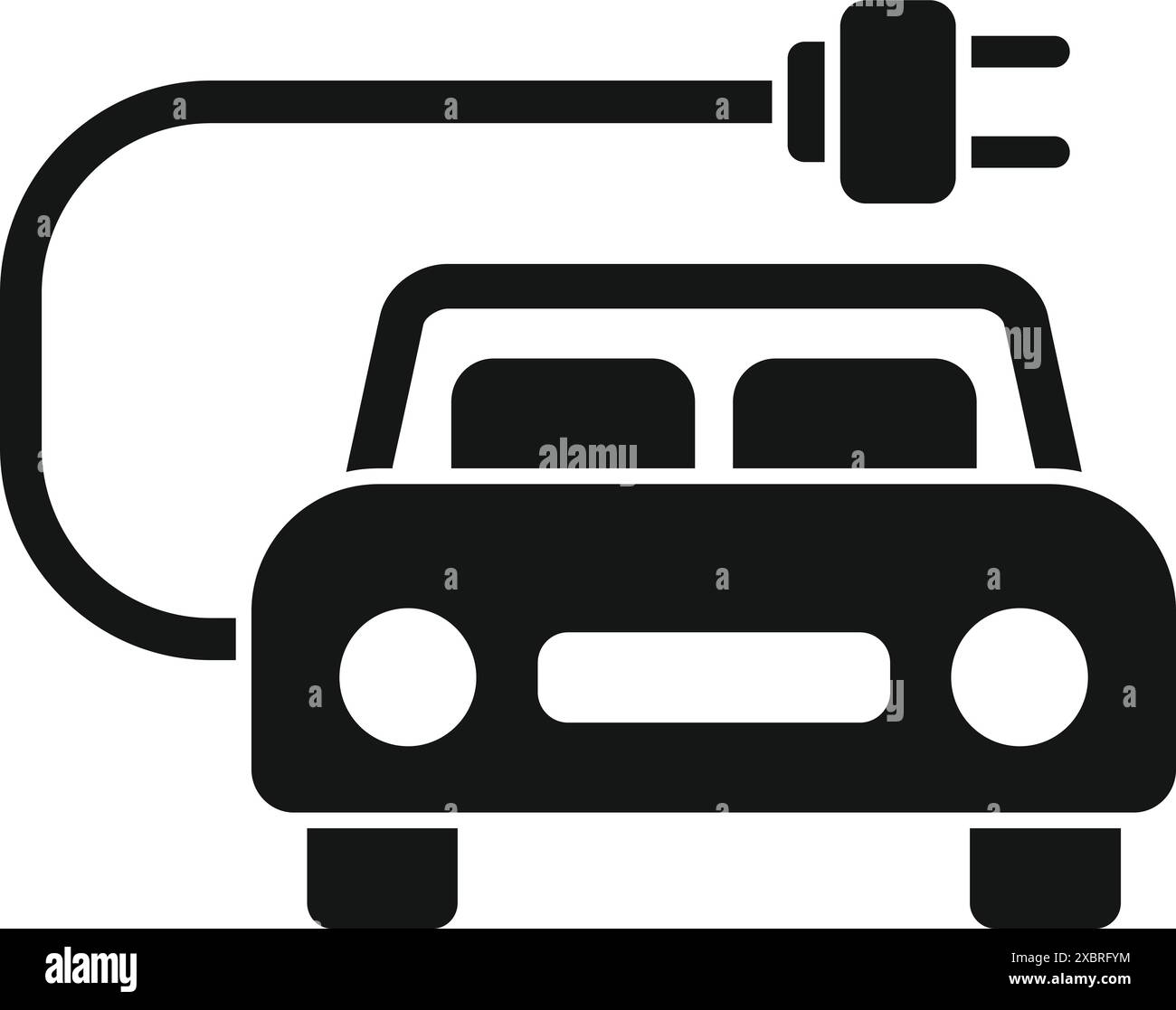 Black icon of an electric car being charged, representing sustainable ...