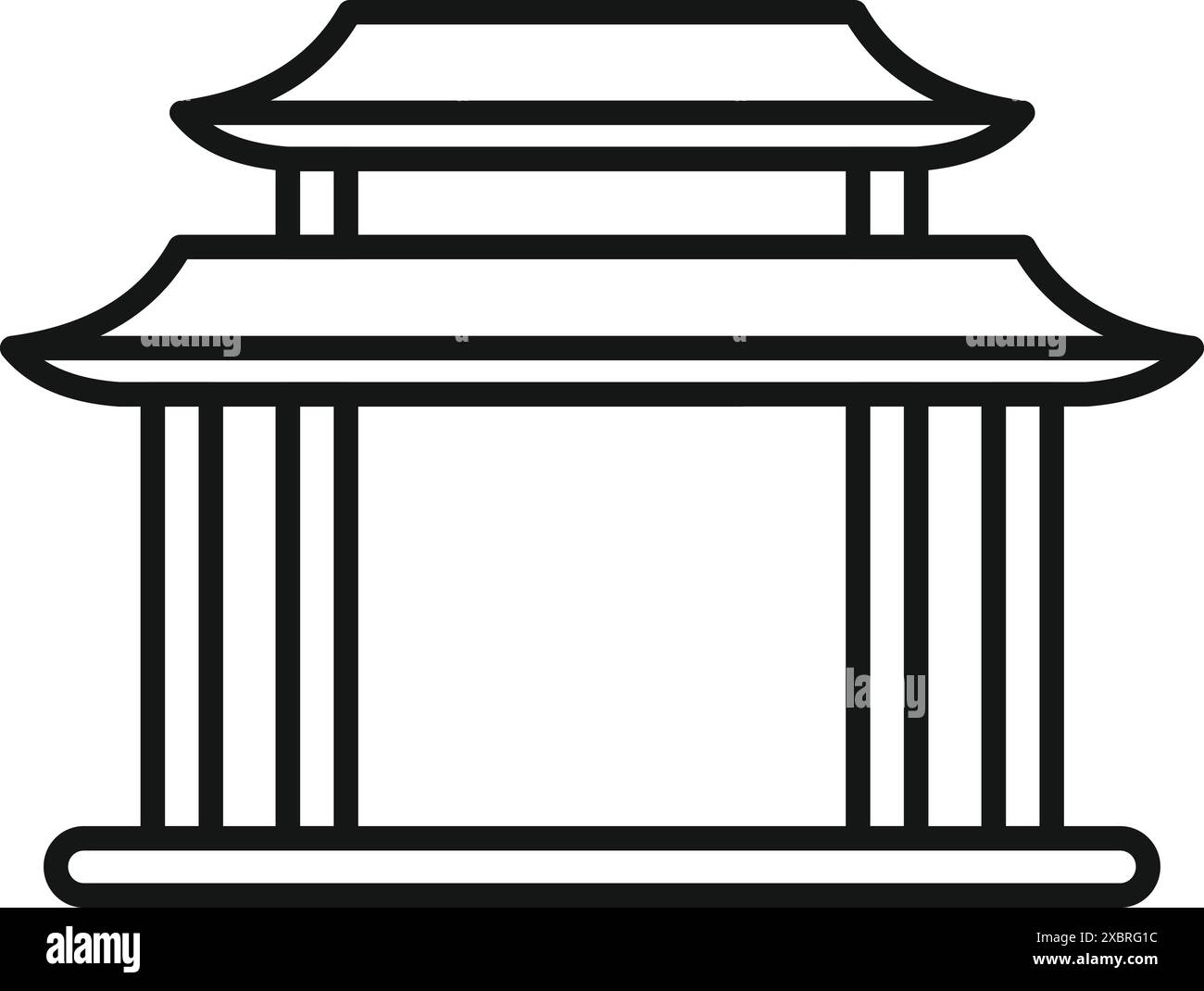 Simple line art icon of a traditional japanese shinto shrine gate building Stock Vector Image ...