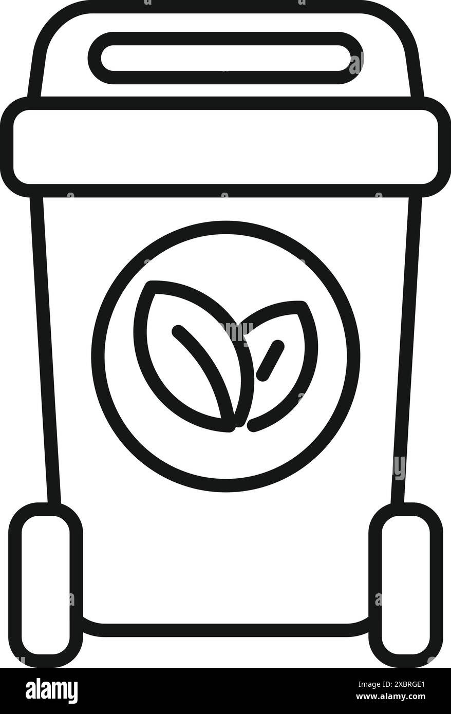 Line drawing of a mobile compost bin featuring a leaves logo ...