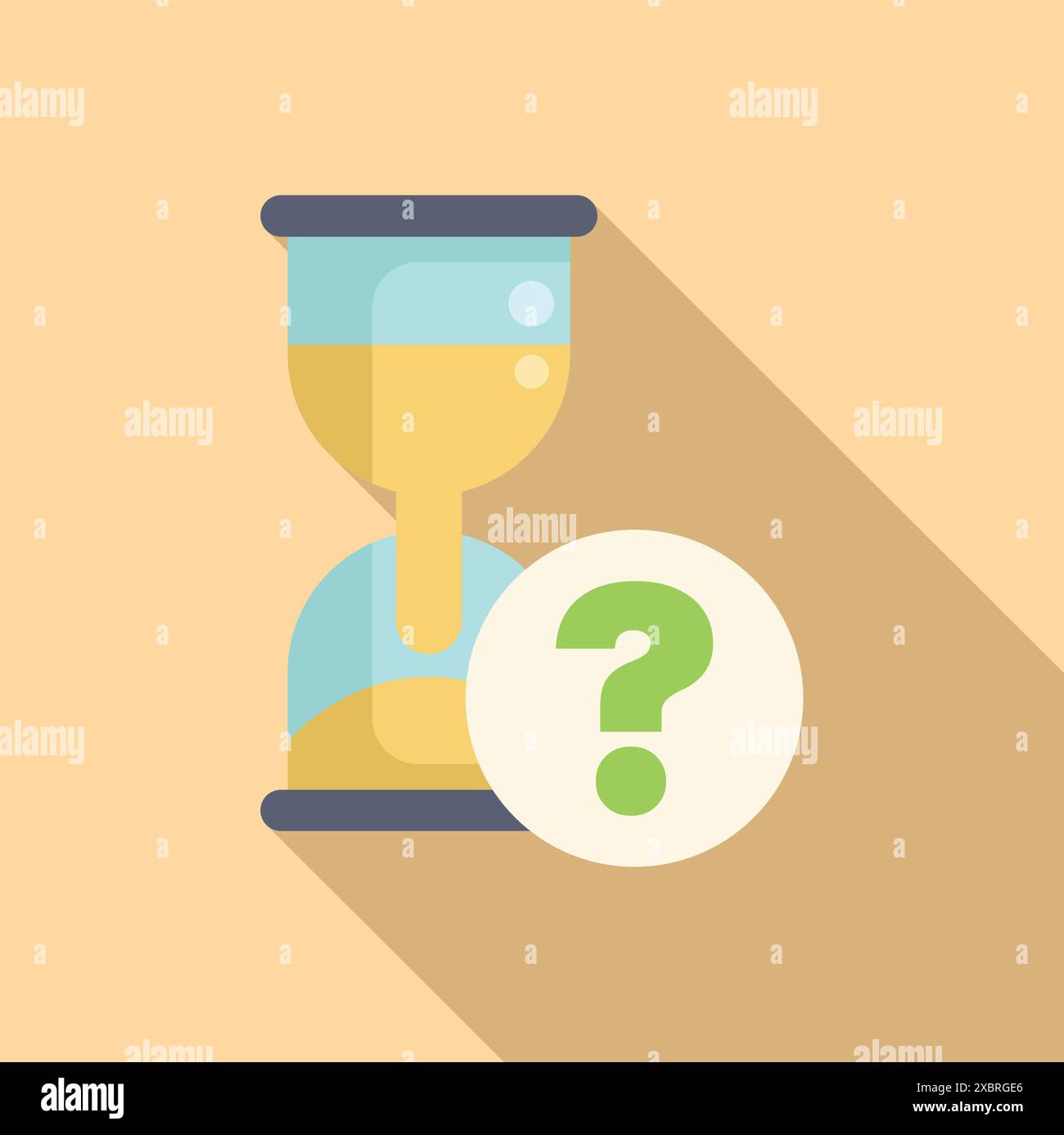 Hourglass is measuring time passing with a question mark showing ...