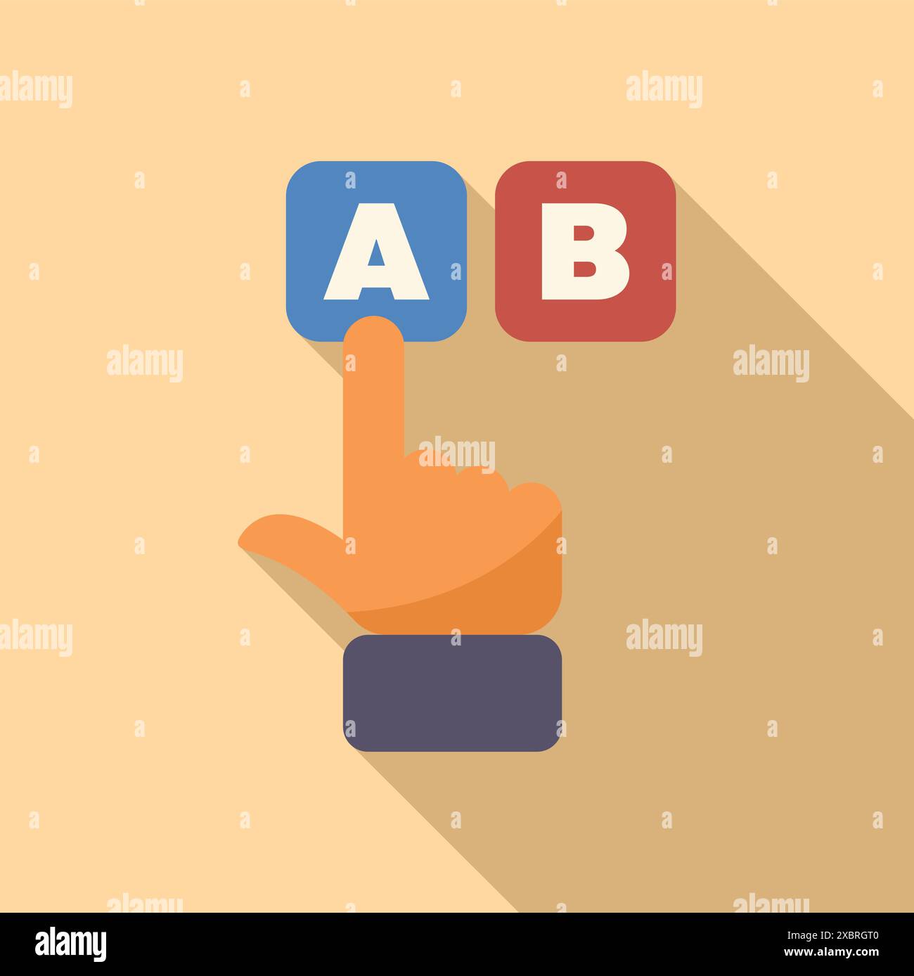 Hand pointing at option a, making a choice between two different ...