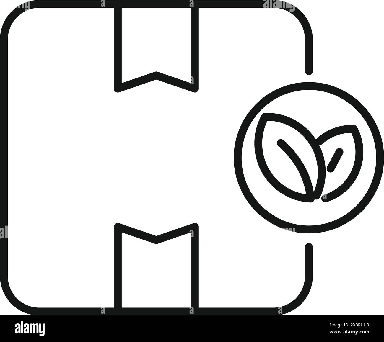 Line art icon of an eco friendly package with an organic product sign ...